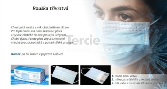 Rouška ochranná H4071 z třívrstvé textilie (BOX=50ks)